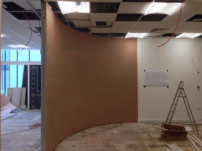 Curved Interior Wall Construction